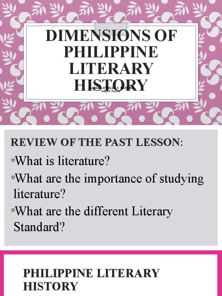 A.1.1 Dimensions of Philippine Literary History | PDF | Narrative ...
