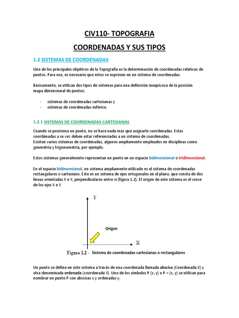 CIV110 Clase4 140223 Coordenadas y Sus Tipos | PDF | Sistema coordinado ...
