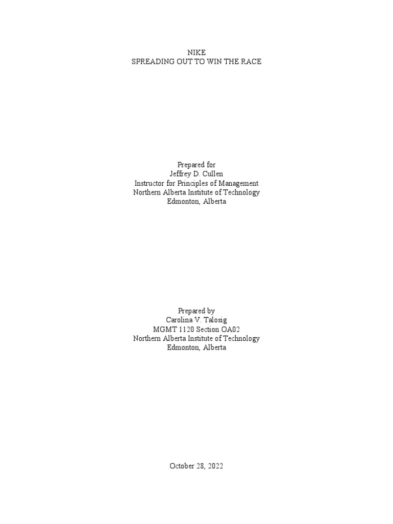 Nike Case Study | PDF | Nike | Organizational Structure