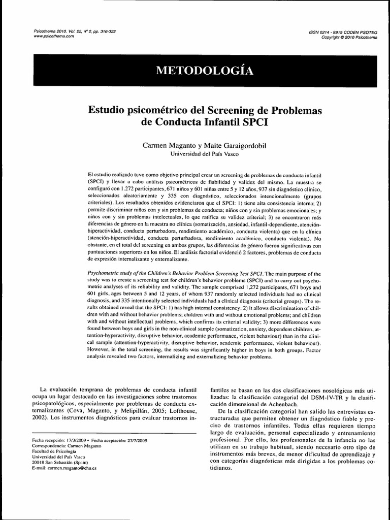 SPCI Screening | PDF | Depresión (estado de ánimo) | Manual Diagnóstico ...