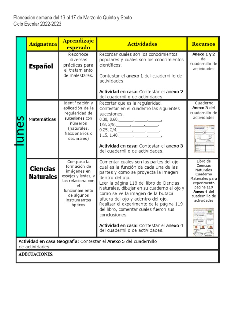 6° S26 Planeación Profa. Kempis | PDF | Science