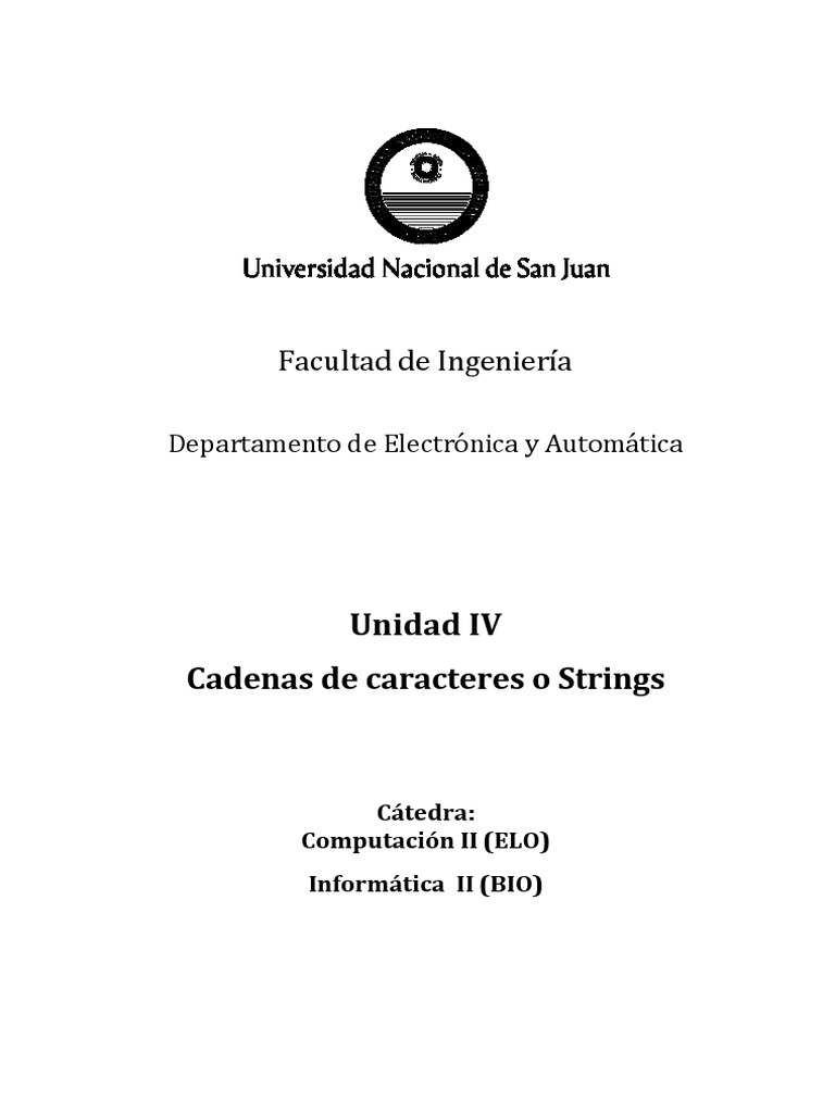 Cadena de Caracteres Strings PDF | PDF | Cadena (informática ...
