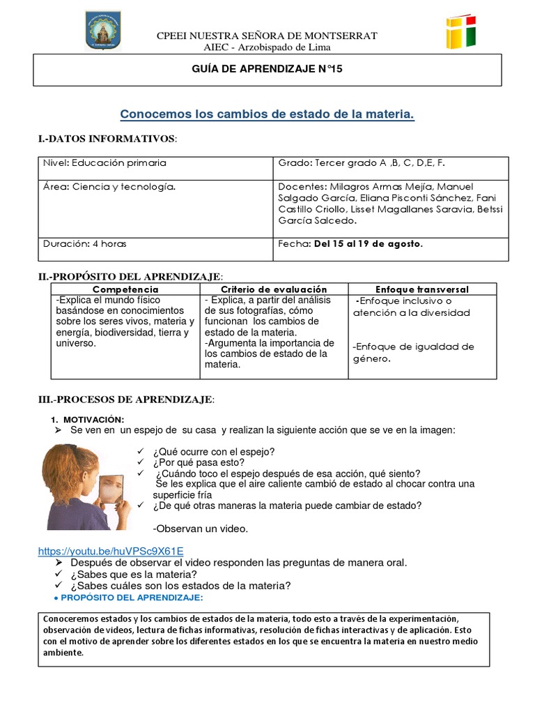 Guia de Aprendizaje N15 de Ciencia y Tecnologia. | PDF | Importar | Evaluación