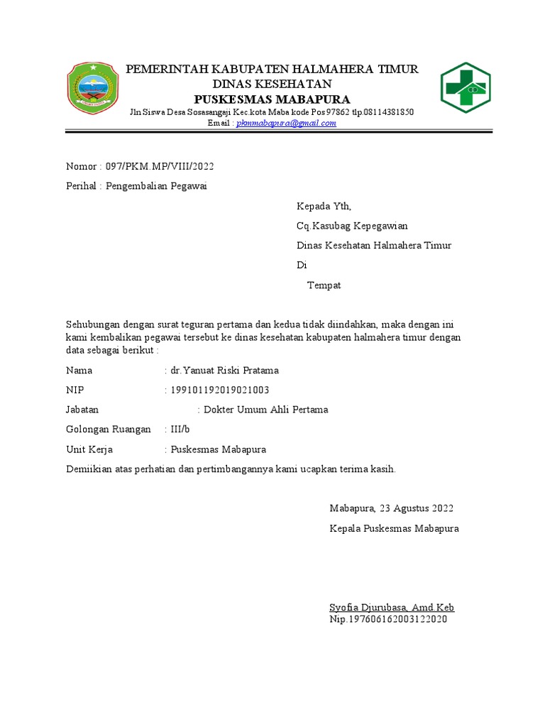 Surat Pengembalian | PDF