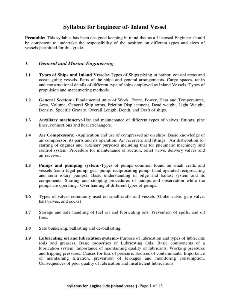 Class 4 Engine - Syllabus - All - Grades PDF | PDF | Pump | Ships