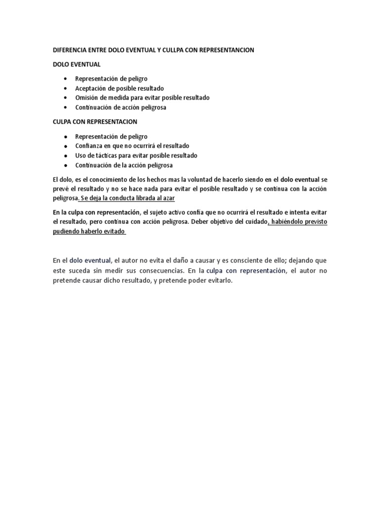 Dolo Eventual vs. Culpa con Representación | PDF