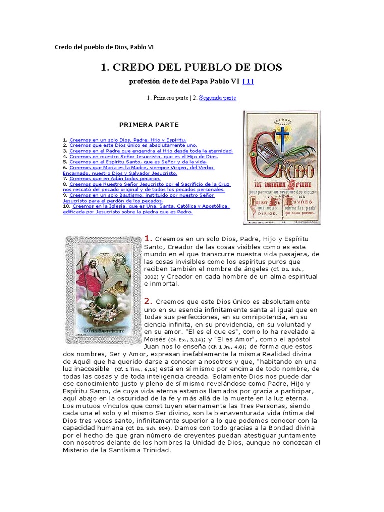 Credo del Pueblo de Dios: Pablo VI | PDF | eucaristía | Iglesia Católica