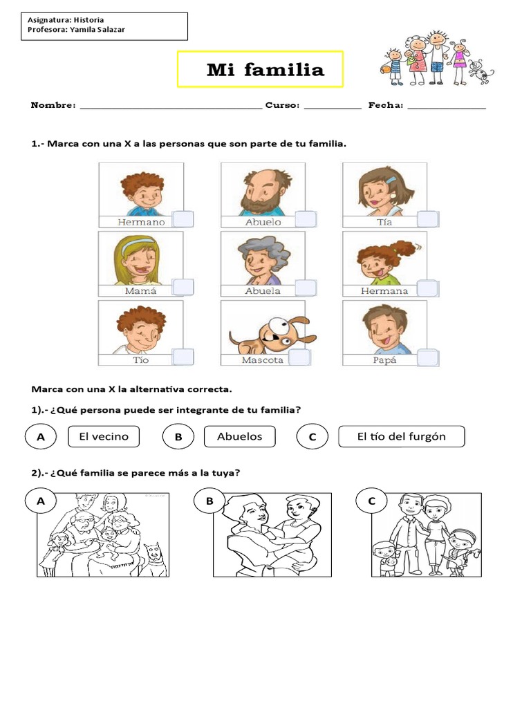 Guía Mi Familia 1° Basico | PDF