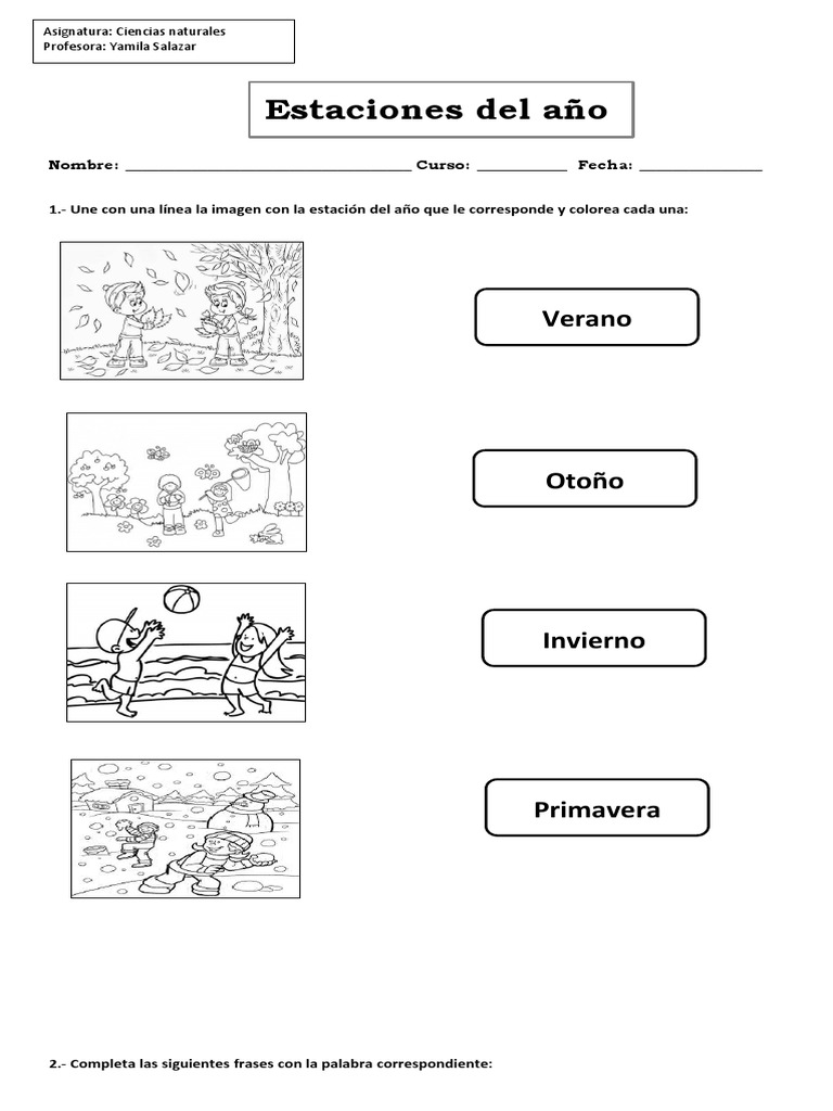 Actividades sobre las estaciones del año | PDF | Finanzas y dinero ...