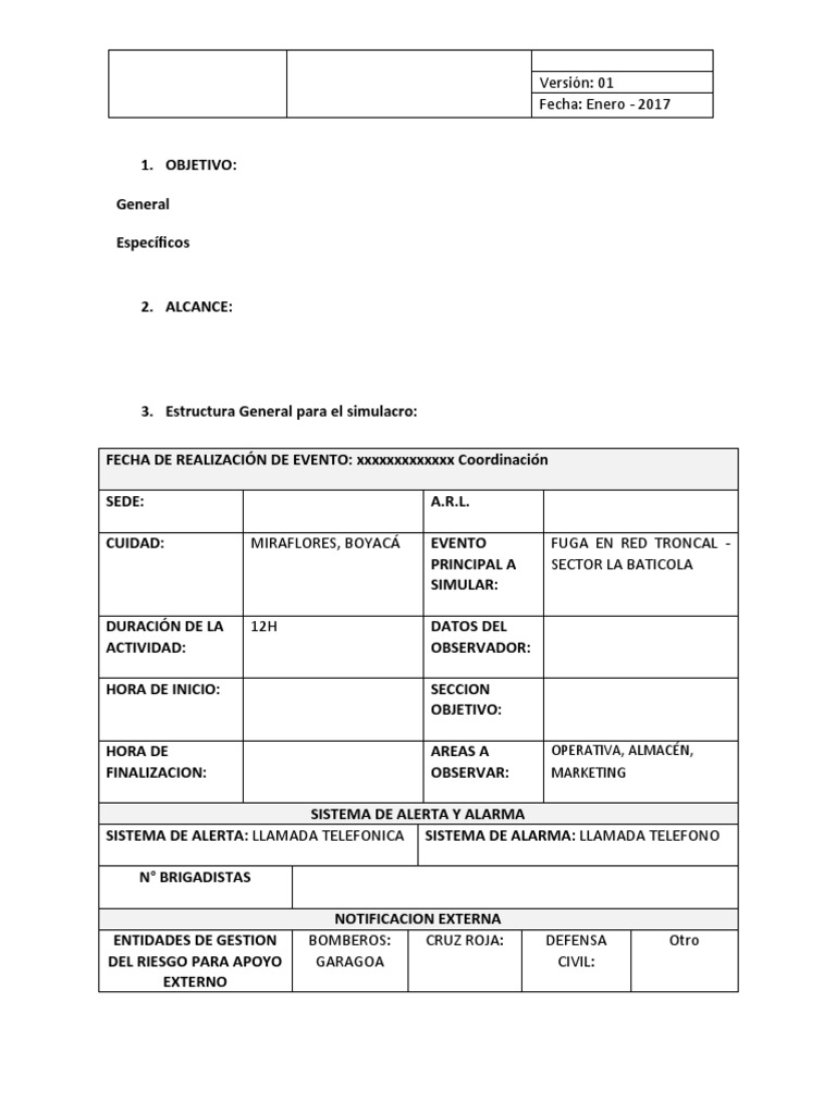 Formato Guion Simulacro | PDF | Simulación