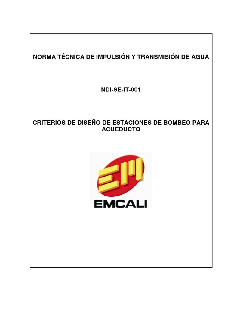 NormasDisenoSistemasAcueducto (EMCALI) PDF | PDF | Encendiendo | Ingenieria Eléctrica