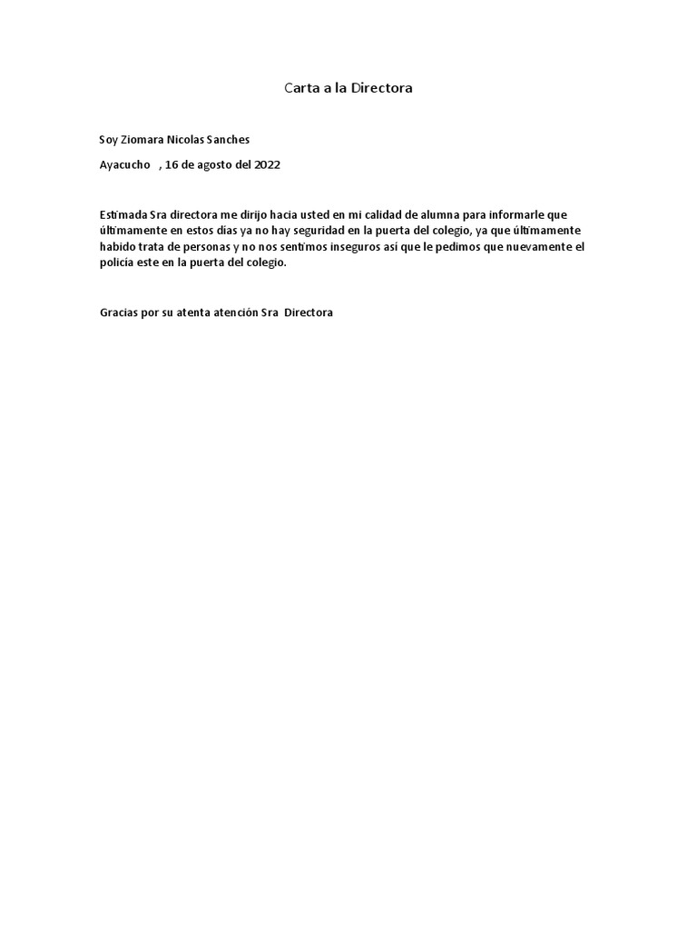 Carta A La Directora | PDF