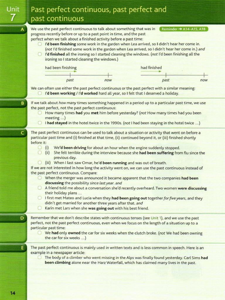 Adv. Gr. in Use - Past Perfect Sple, Cont & Past Cont. | PDF