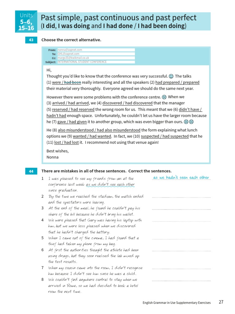 Past Tenses: Exercises & Corrections | PDF