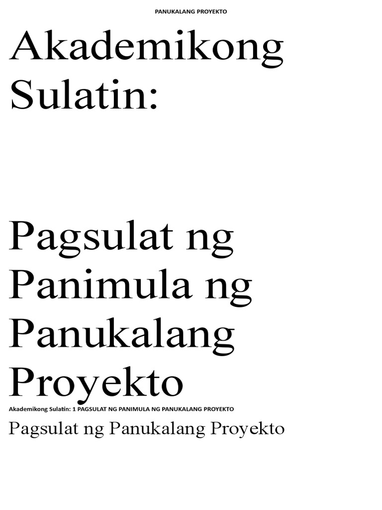 Panukalang Proyekto | PDF