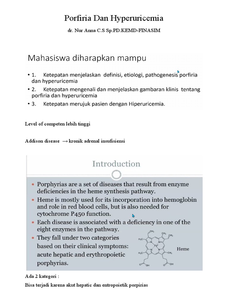 Porfiria Dan Hyperuricemia | PDF | Kesehatan Holistik | Sains & Matematika