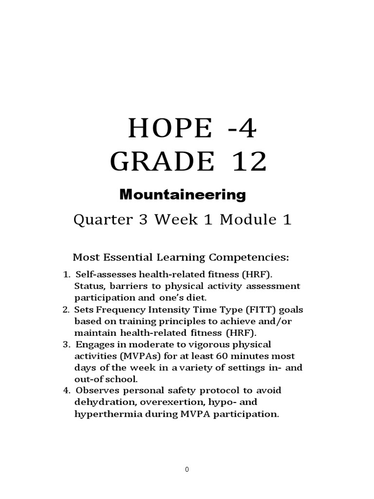 Hope 4 q1 w1 Mod1 | PDF | Mountaineering | Mountains