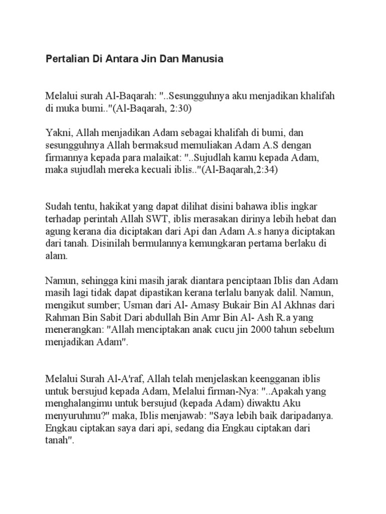 Kisah Jin Dan Manusia | PDF | Agama & Spiritualitas