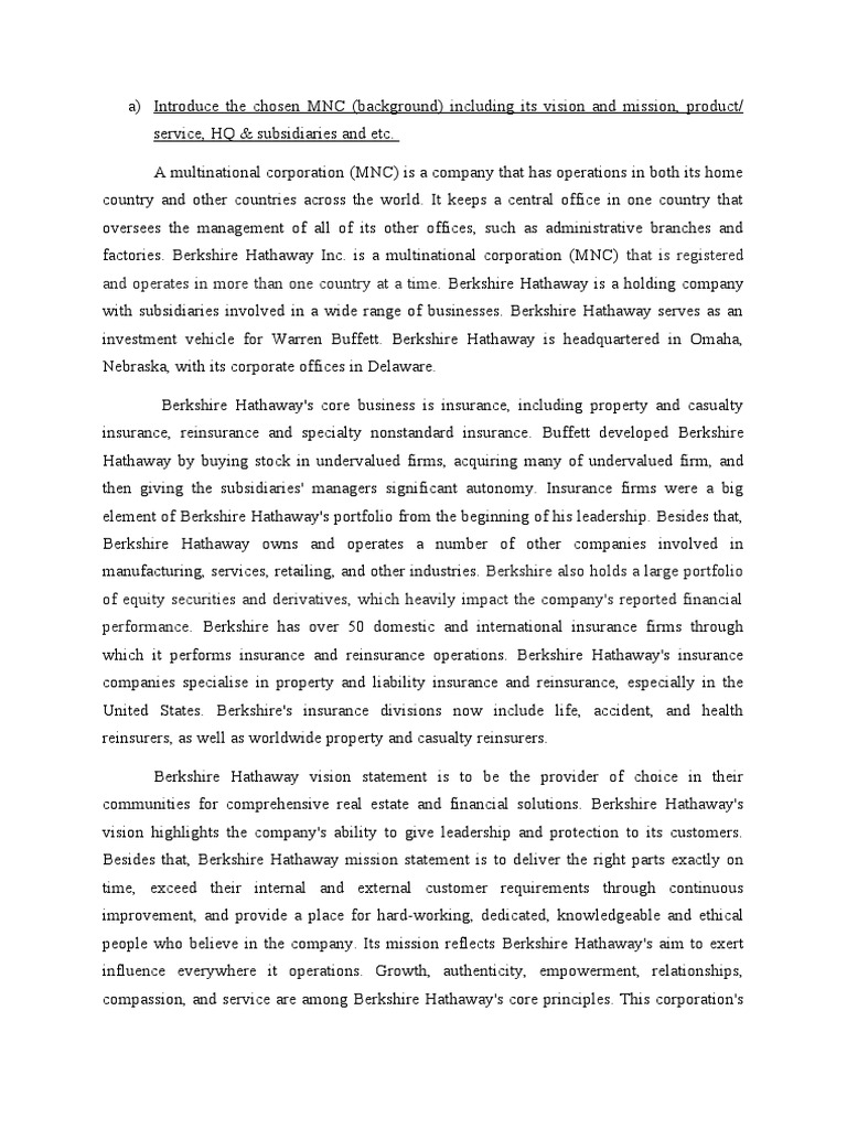 IB Assignment | PDF | Berkshire Hathaway | Governance