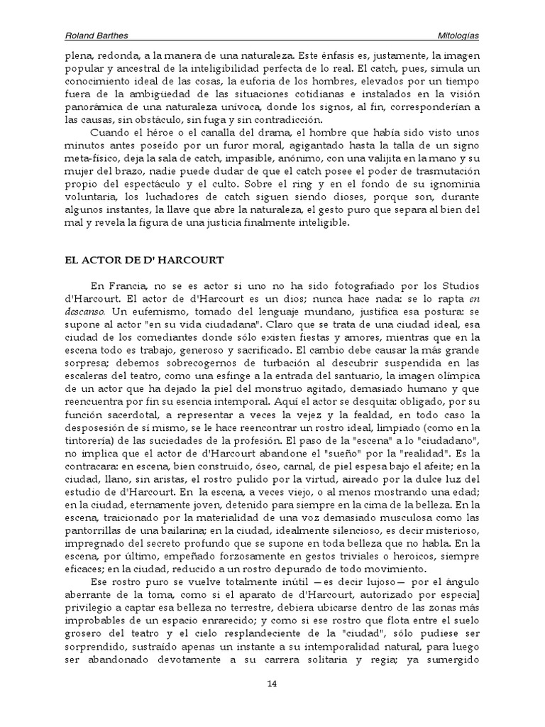 Barthes El Actor de Harcourt | PDF | Verdad