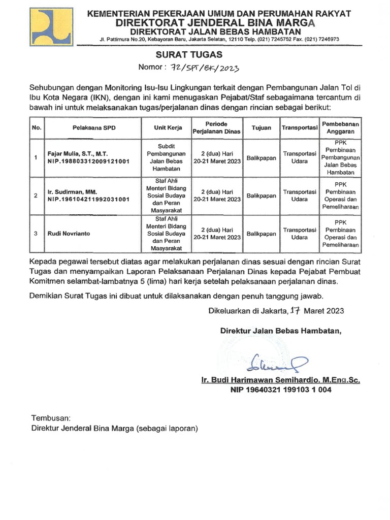 Surat Tugas IKN | PDF