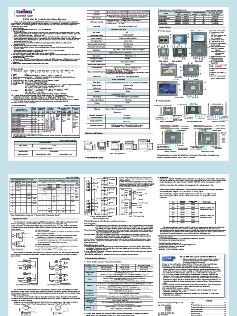 EX3G HMI PLC All-In-One User Manual | PDF | Programmable Logic ...