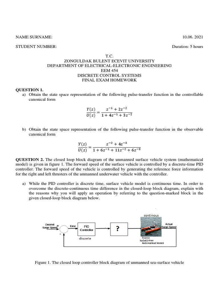 Discrete Control Systems Exam Guide | PDF | Control Theory | Computer Science