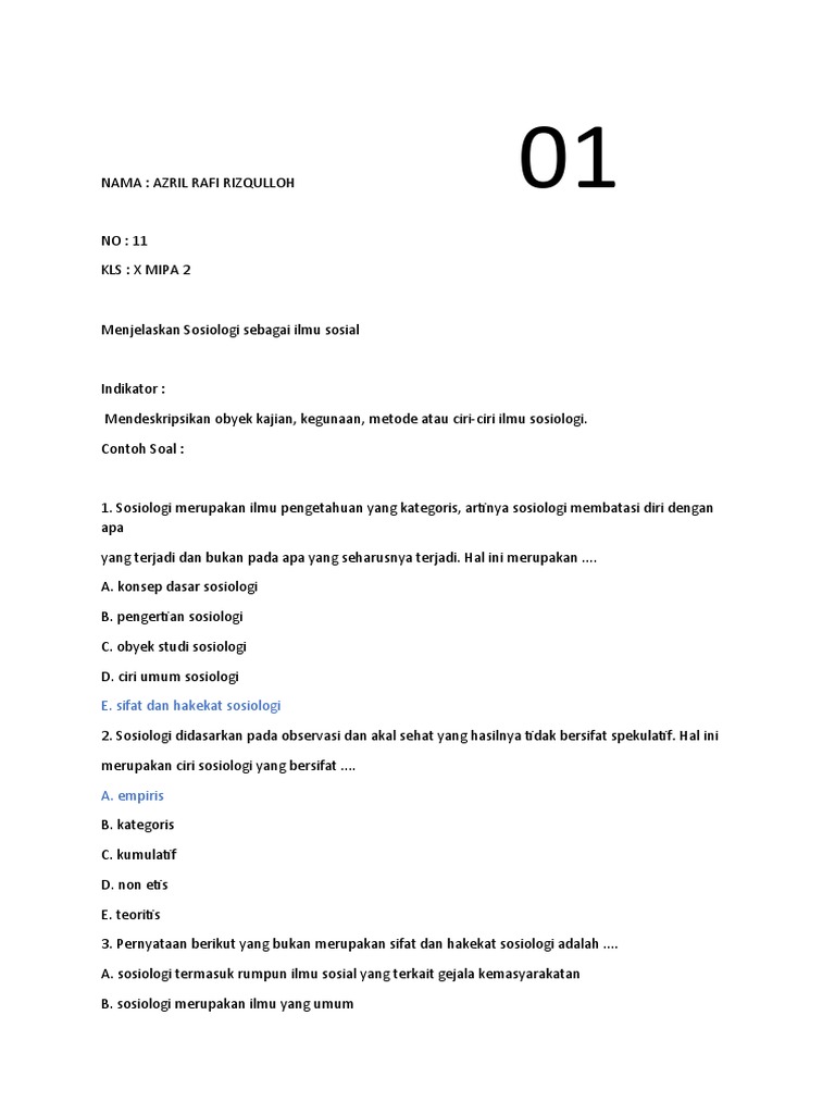 Usp 1 Sosiologii | PDF