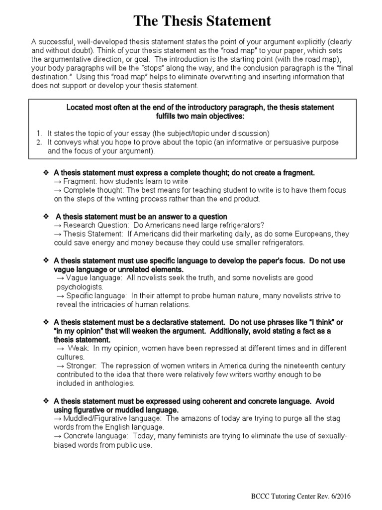 Thesis Statement Overview | PDF | Essays | Thesis