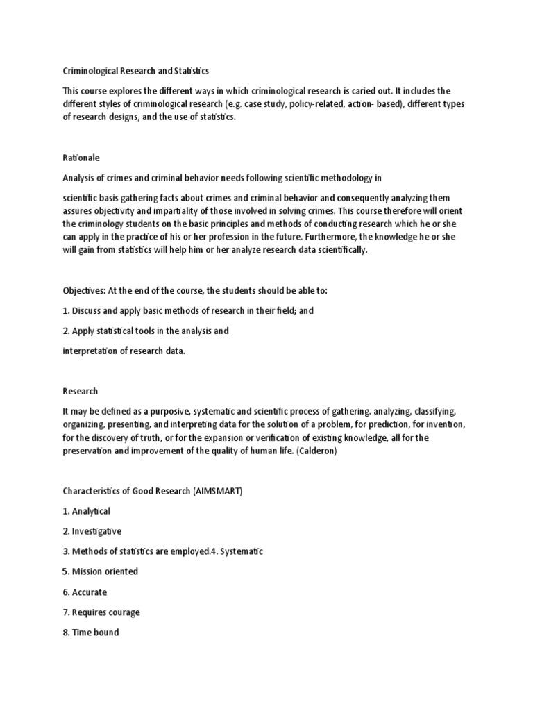 Criminological Research | PDF | Statistics | Scientific Method