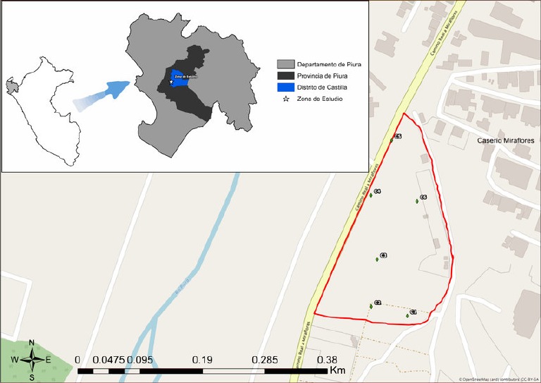 Mapa Del Distrito de Castilla Departamento de Piura Donde Se Observa La ...