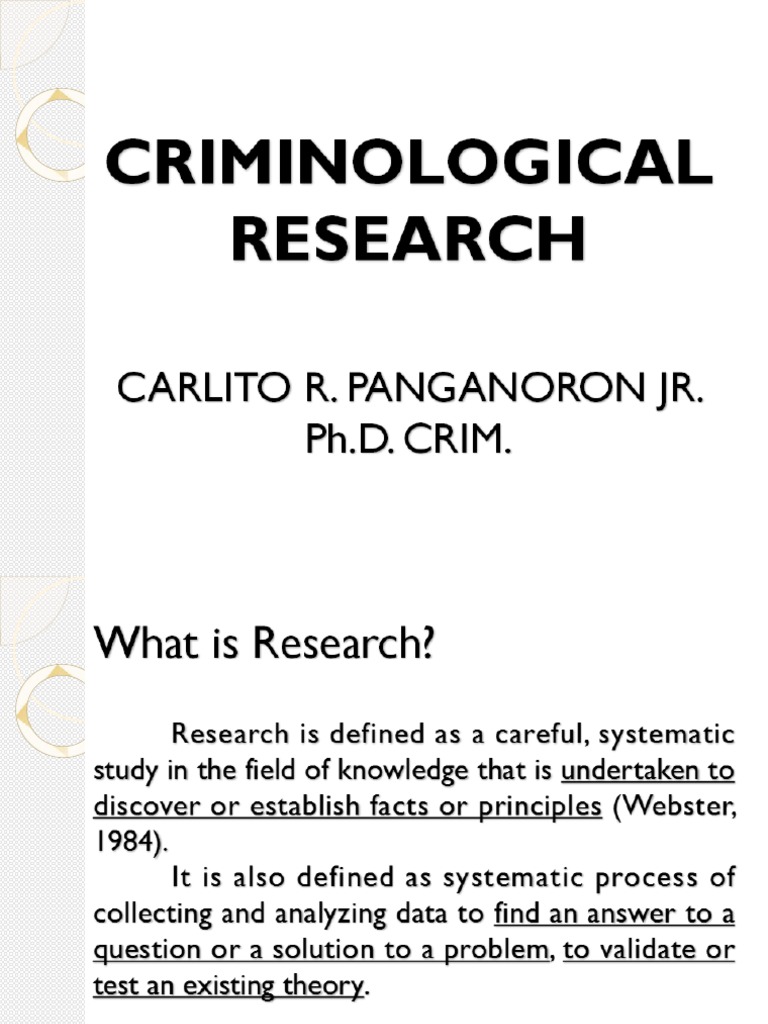 Criminological Research Insights | PDF | Criminology | Hypothesis