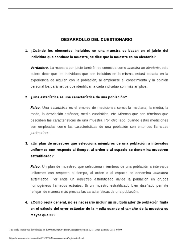 Macroeconomia Capitulo 6.1 | PDF | Muestreo (Estadísticas) | Estadísticas