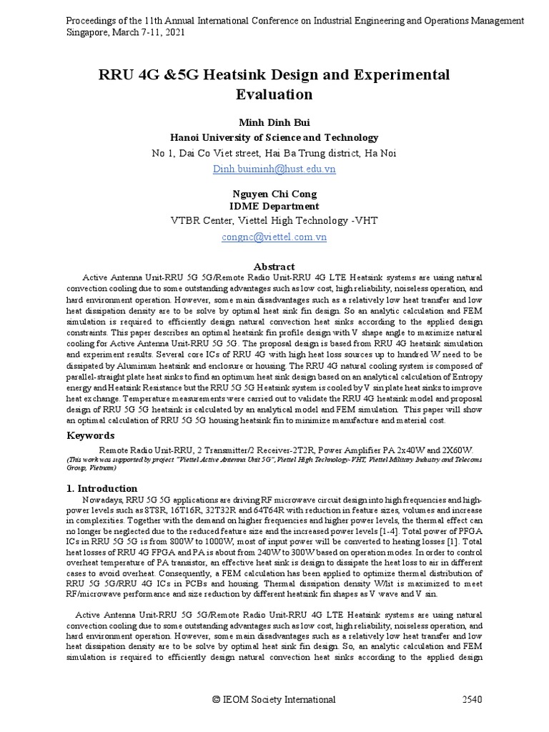 RRU 4G &5G Heatsink Design and Experimental Evaluation | PDF | Heat ...