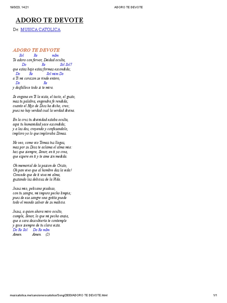 Adoro Te Devote | PDF | Religión y espiritualidad