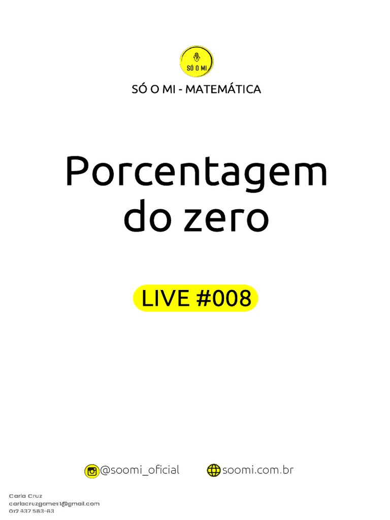 Live 008 - Porcentagem Do Zero PDF | PDF | Percentagem | Matemática