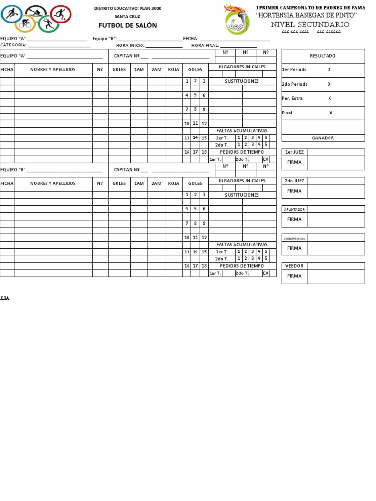 Planillas de Futsal | PDF