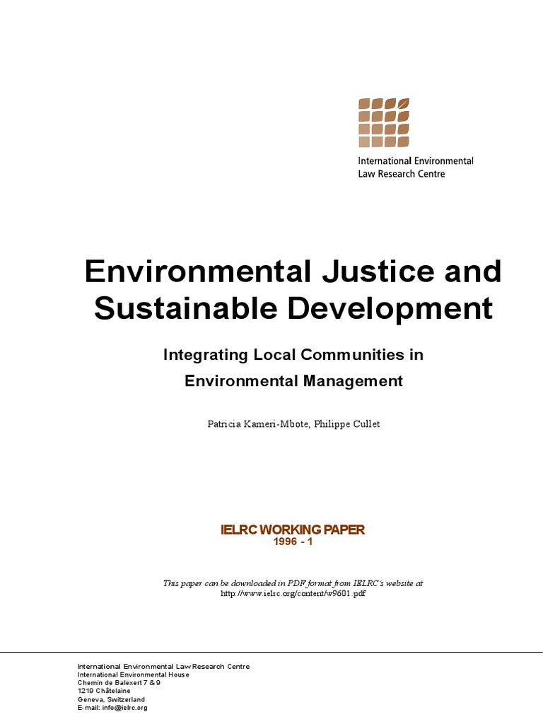 Environmental Justice and Sustainable Development: Integrating Local ...