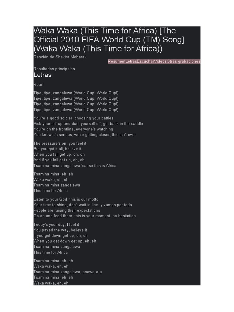 Waka Waka (This Time For Africa) (The Official 2010 FIFA World Cup (TM ...