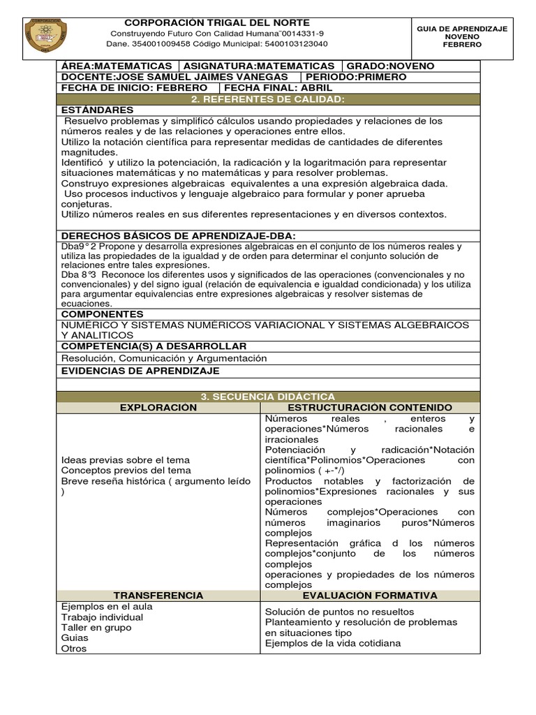 Guia 9 Mat Febr 2023 PDF | PDF | Números | Fórmula