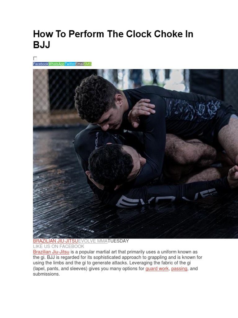How To Perform The Clock Choke in BJJ | PDF | Brazilian Jiu Jitsu | Grappling