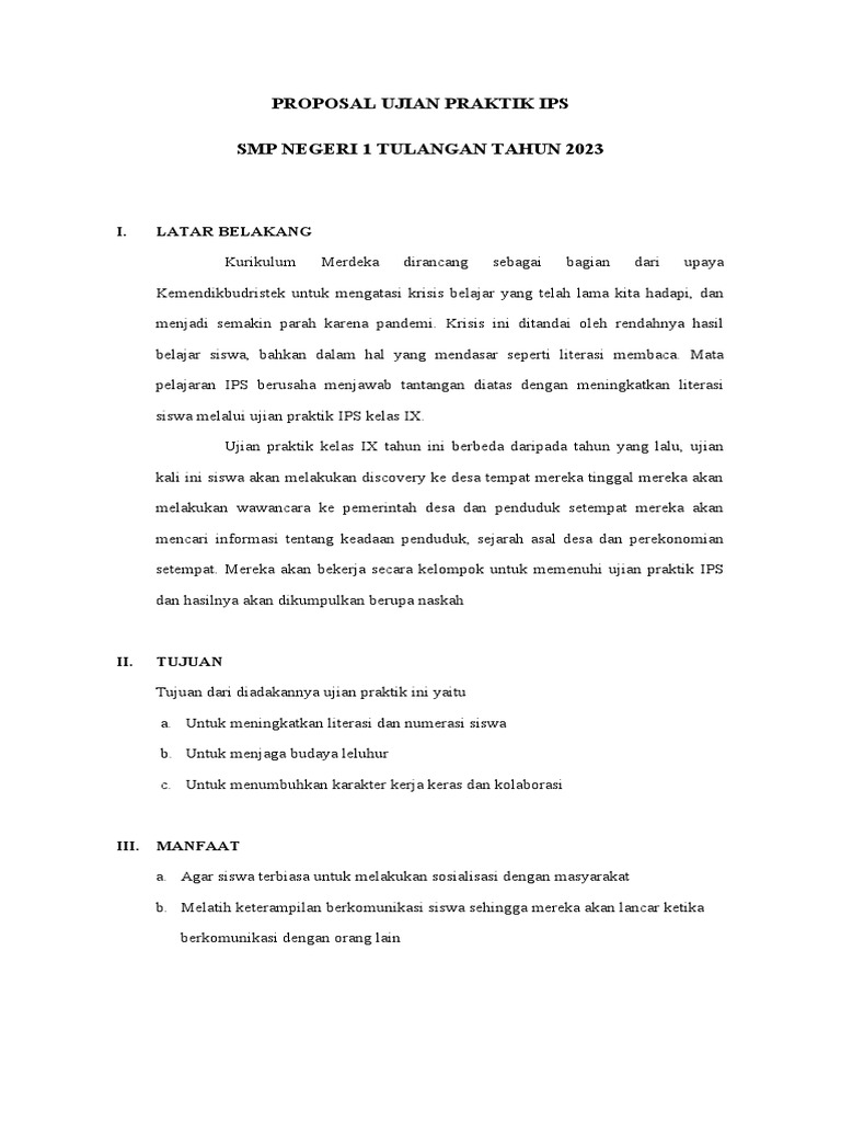 Proposal Ujian Praktik Ips | PDF