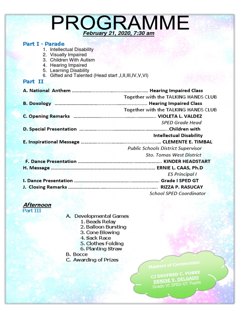 PROGRAM Intellectual Disability Week | PDF