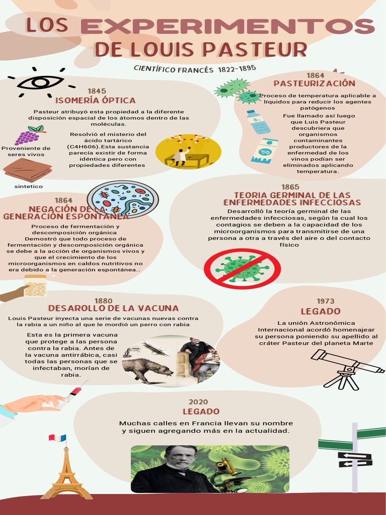 Infografía de Los Experimentos de Louis Pasteur | PDF | Luis Pasteur | Microbiología