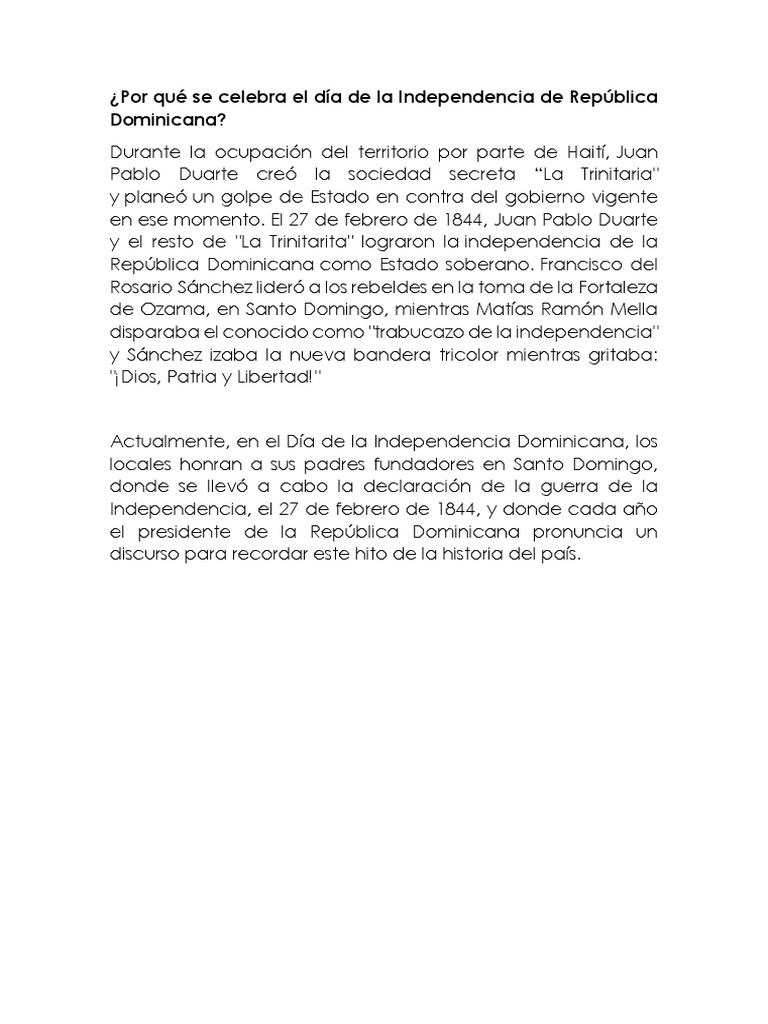 Por Qué Se Celebra El Día de La Independencia de República Dominicana | PDF