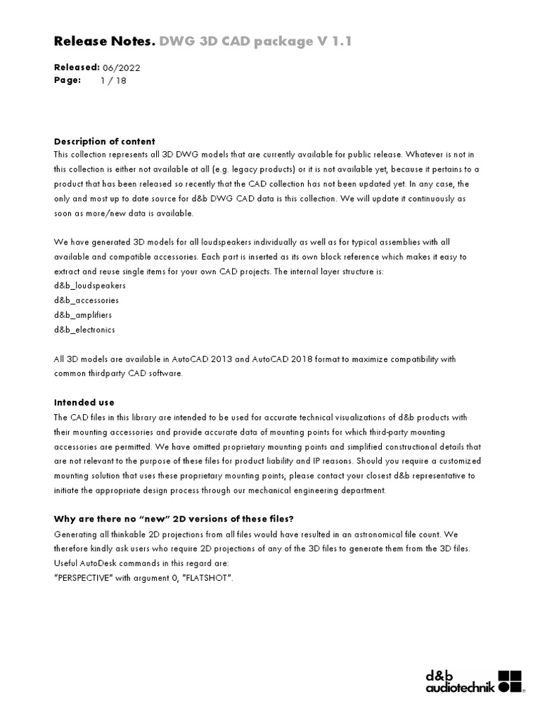 Dbaudio DWG 3d Cad Package Release - Notes v1.1 PDF | PDF | Auto Cad ...