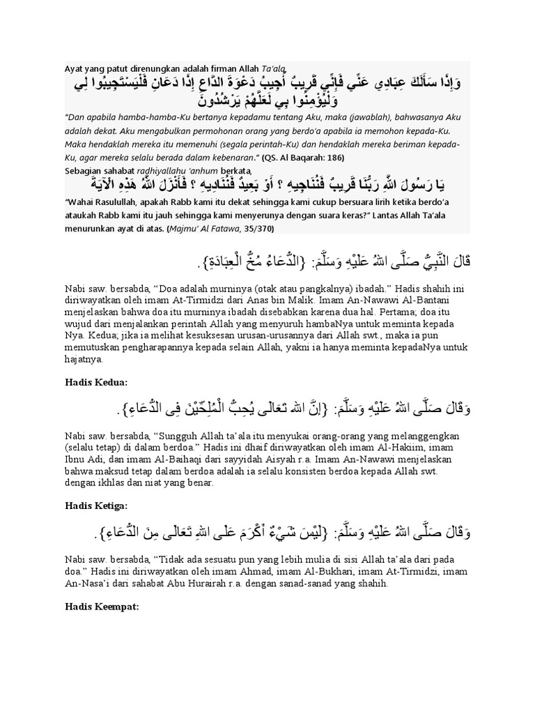Hadis Tentang Berdoa | PDF