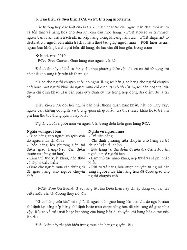 FCA Và FOB | PDF