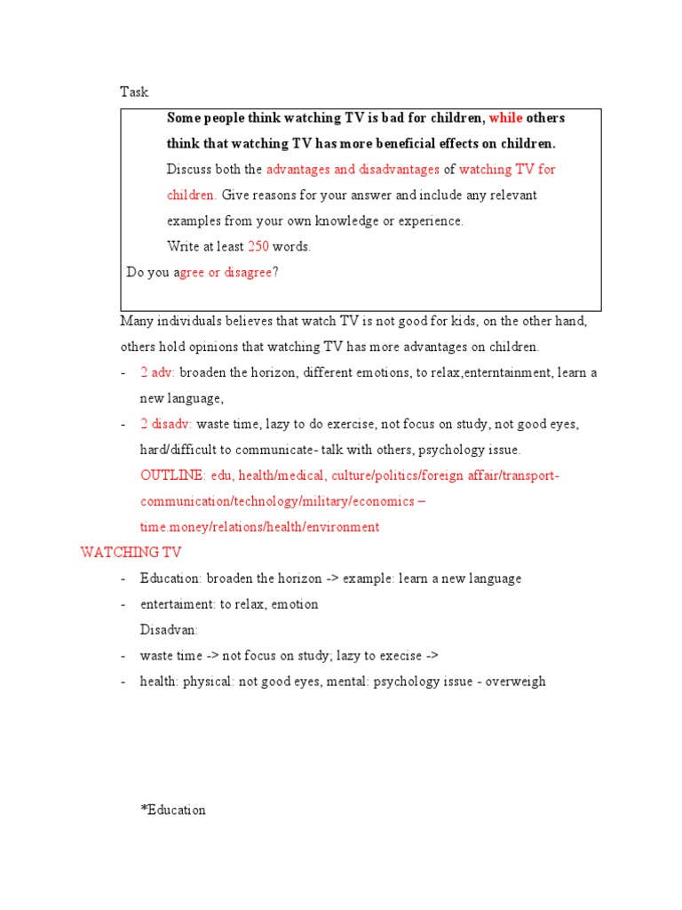 Advantages and Disadvantages of TV for Kids | PDF | Psychology | Behavior