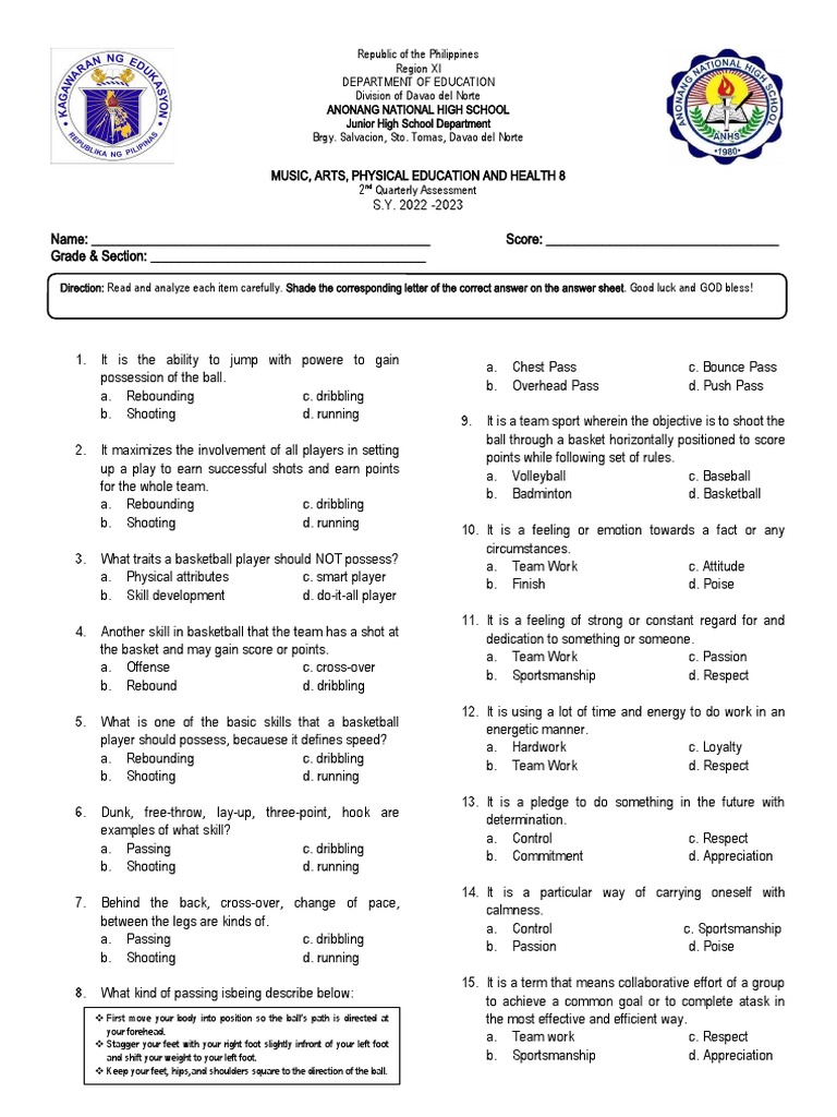2ND Quarterly Assessment-Mapeh 2022 | Download Free PDF | Sports